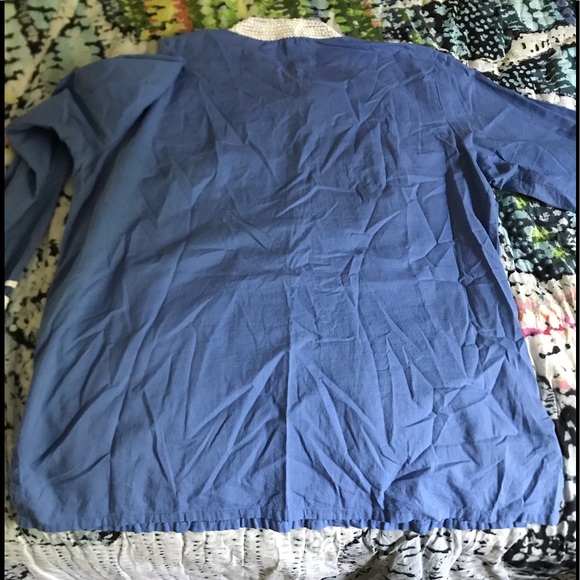 Gallabia | Tops | Gallabia Blue Cotton Embroidered India Tunic Xl ...